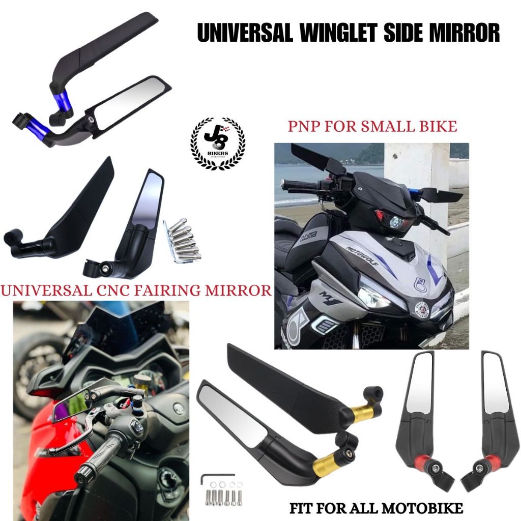 UNIVERSAL WINGLET SIDE MIRROR KAPCAI Y15ZR Y16ZR LC135 NVX XMAX WAVE ...