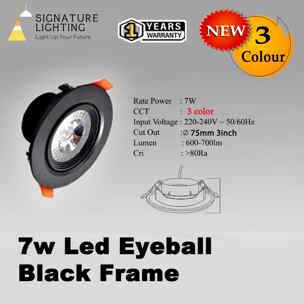 3 Color Led Eyeball 7w / Spot Light 7w ,600Lumen ,Build In 3 warna Led ...