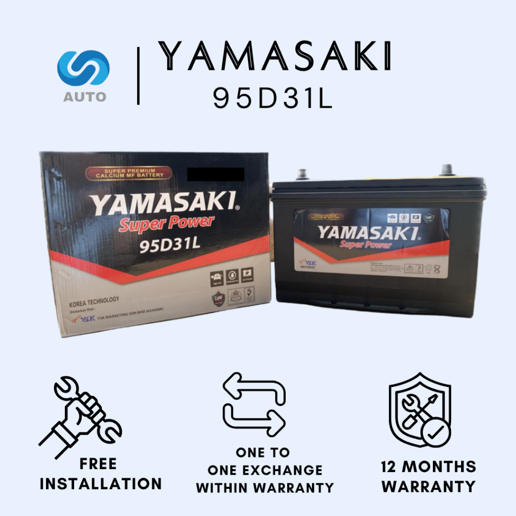 Yamasaki 95D31R/95D31L Car Battery [Made in Malaysia] | Shopee Malaysia