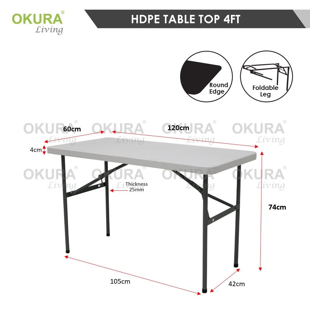 OKURA EXTRA LONG 6ft Banquet Table / Foldable Table / Meja Banquet ...