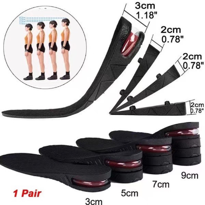 1 Pair Height Increase Insole Air Cushion Heel Insert Lift Shoes Insole ...