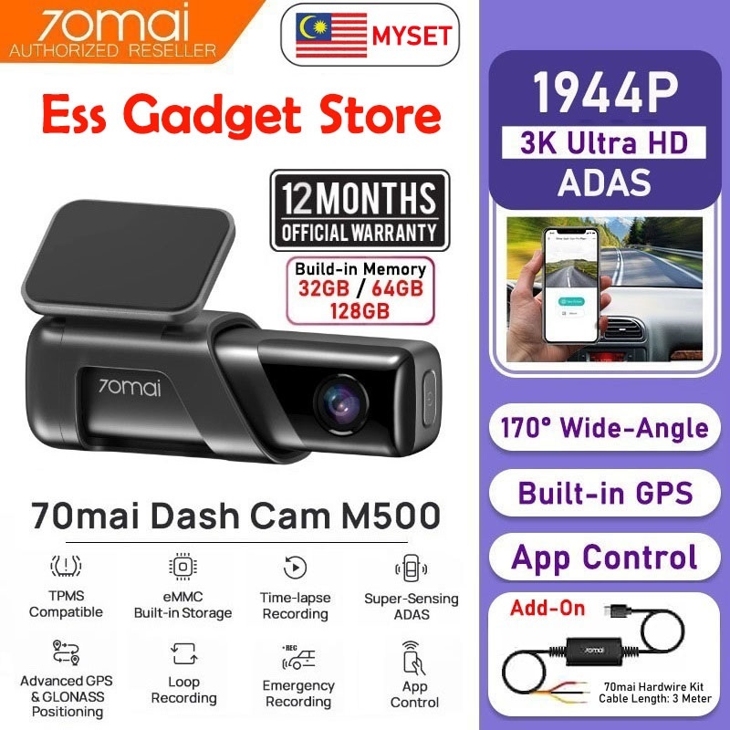 MY SET 70mai M500 Dash Cam 1944P 170FOV Car DVR Camera Recorder Built ...