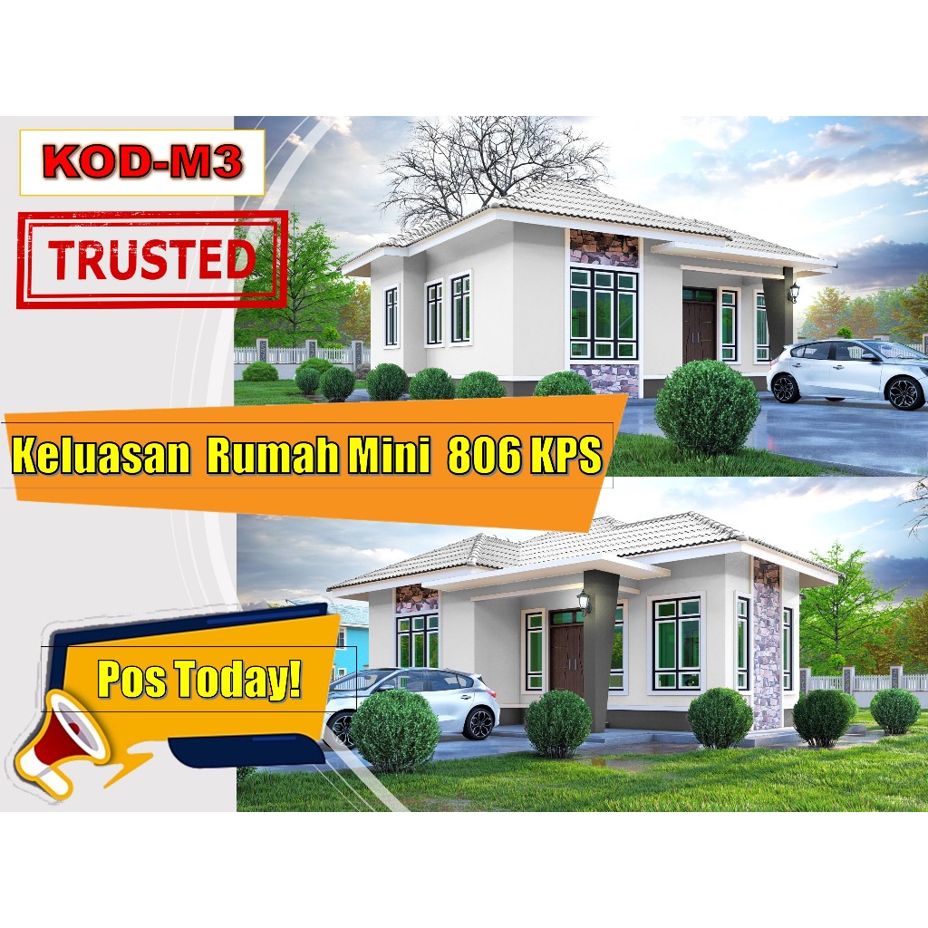 PELAN RUMAH MINI TERKINI -KOD-M3(KELABU) (806 KPS-35' X 27'') 2 BED AND ...