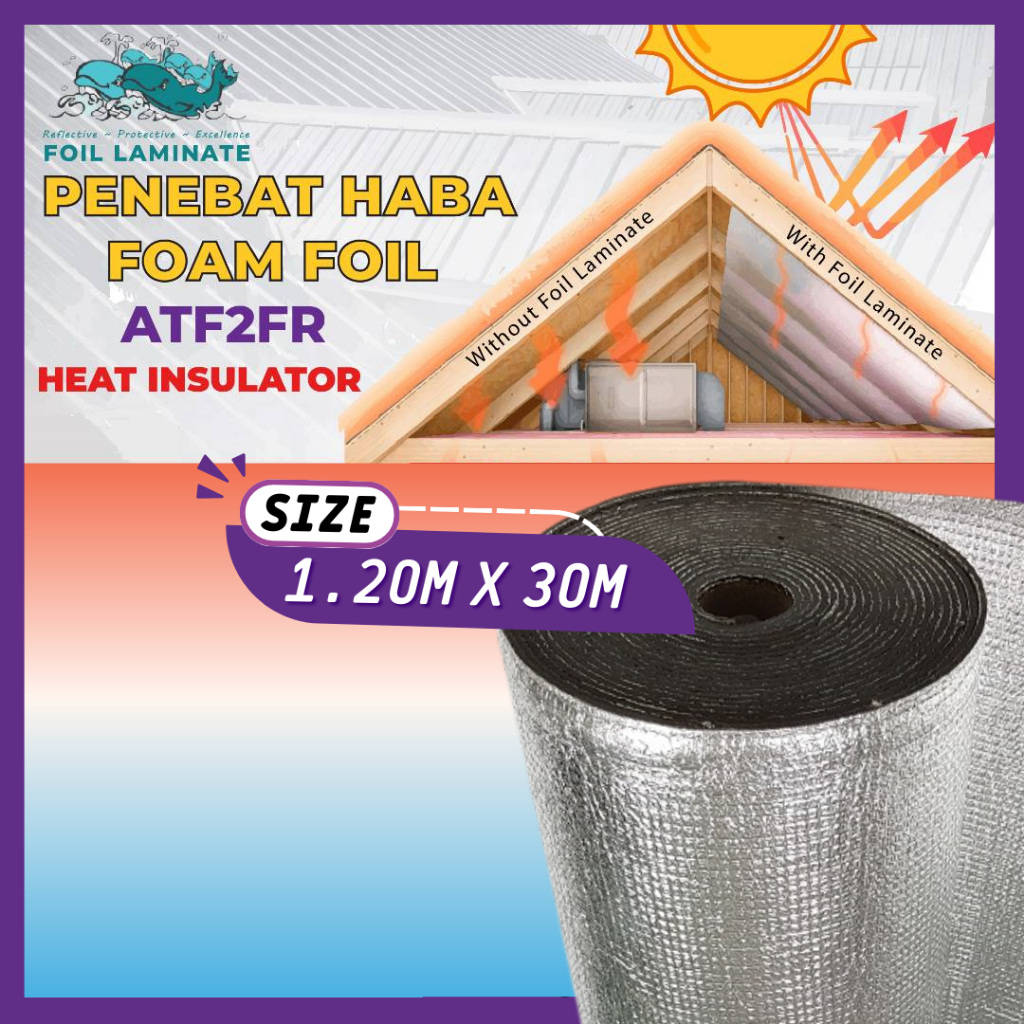 ATF2FR Aluminium Foil Foam Foil (30M-L) Penebat Haba Bumbung Rumah Roof ...