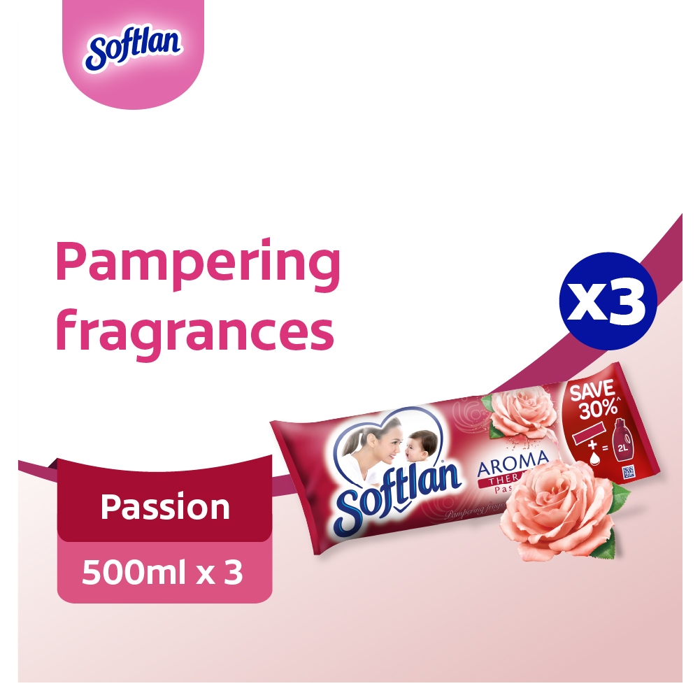 [Bundle of 3] Softlan Aroma Therapy Passion Fabric Softener Refill ...