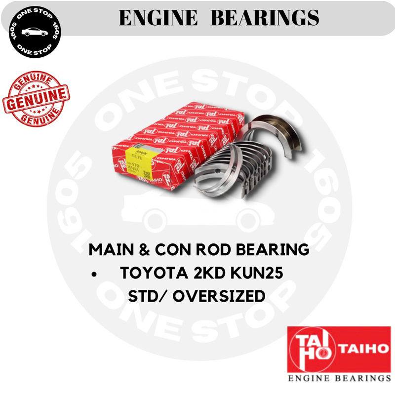 TOYOTA 2KD KUN25 TAIHO MAIN BEARING CON ROD BEARING CON ROD BUSH SET ...