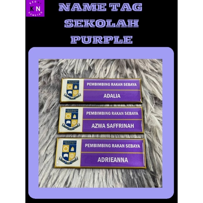 NAME TAG SEKOLAH PURPLE/PRS/SEKOLAH RENDAH/SEKOLAH MENENGAH | Shopee ...