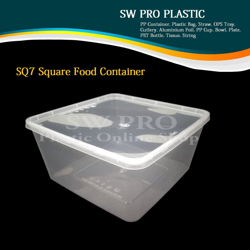 SQ7 Disposable Square Food Container with Lid / Plastic Food Storage ...