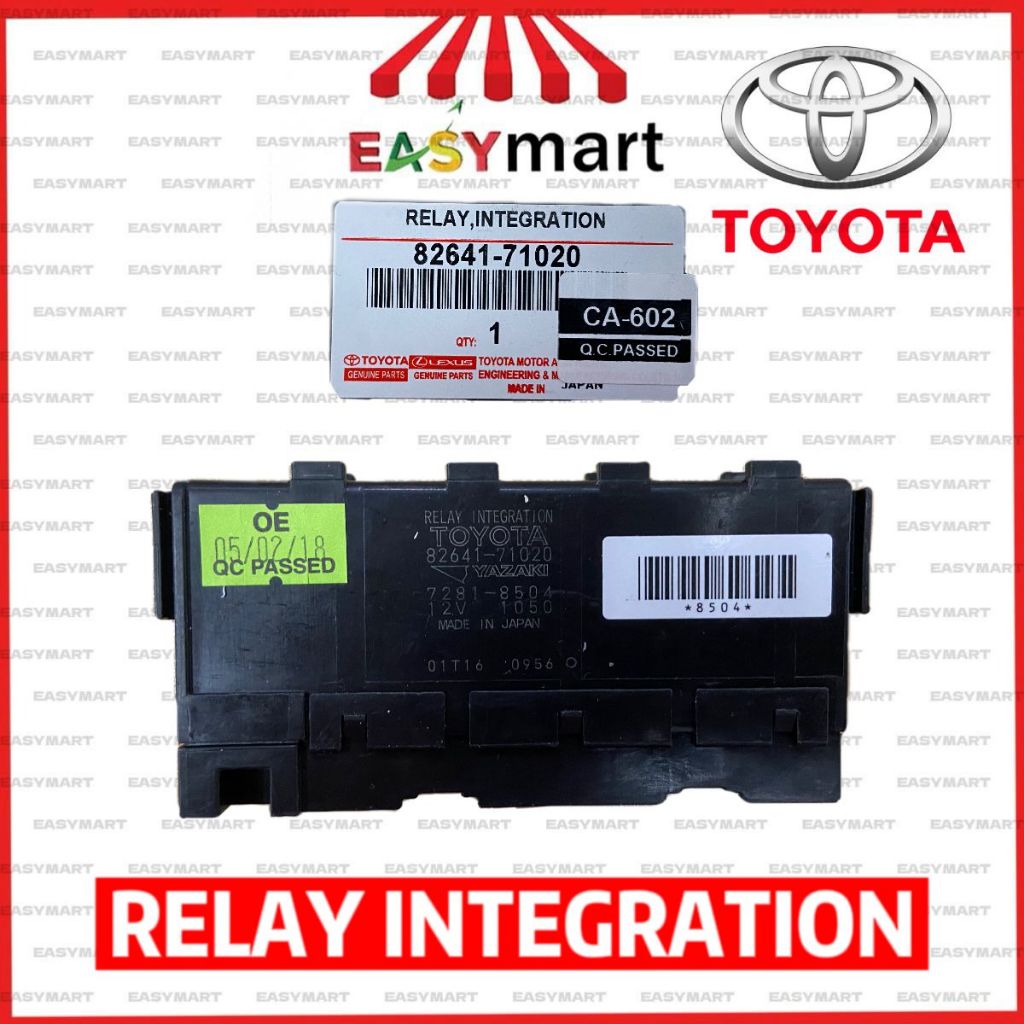 82641-71020 ORIGINAL RELAY INTEGRATION FOR USE ON: TOYOTA HILUX VIGO ...