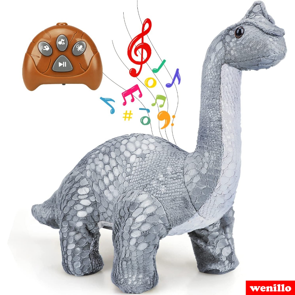 Remote Control Interactive Brontosaurus Plush Dinosaur Toy with Walking ...