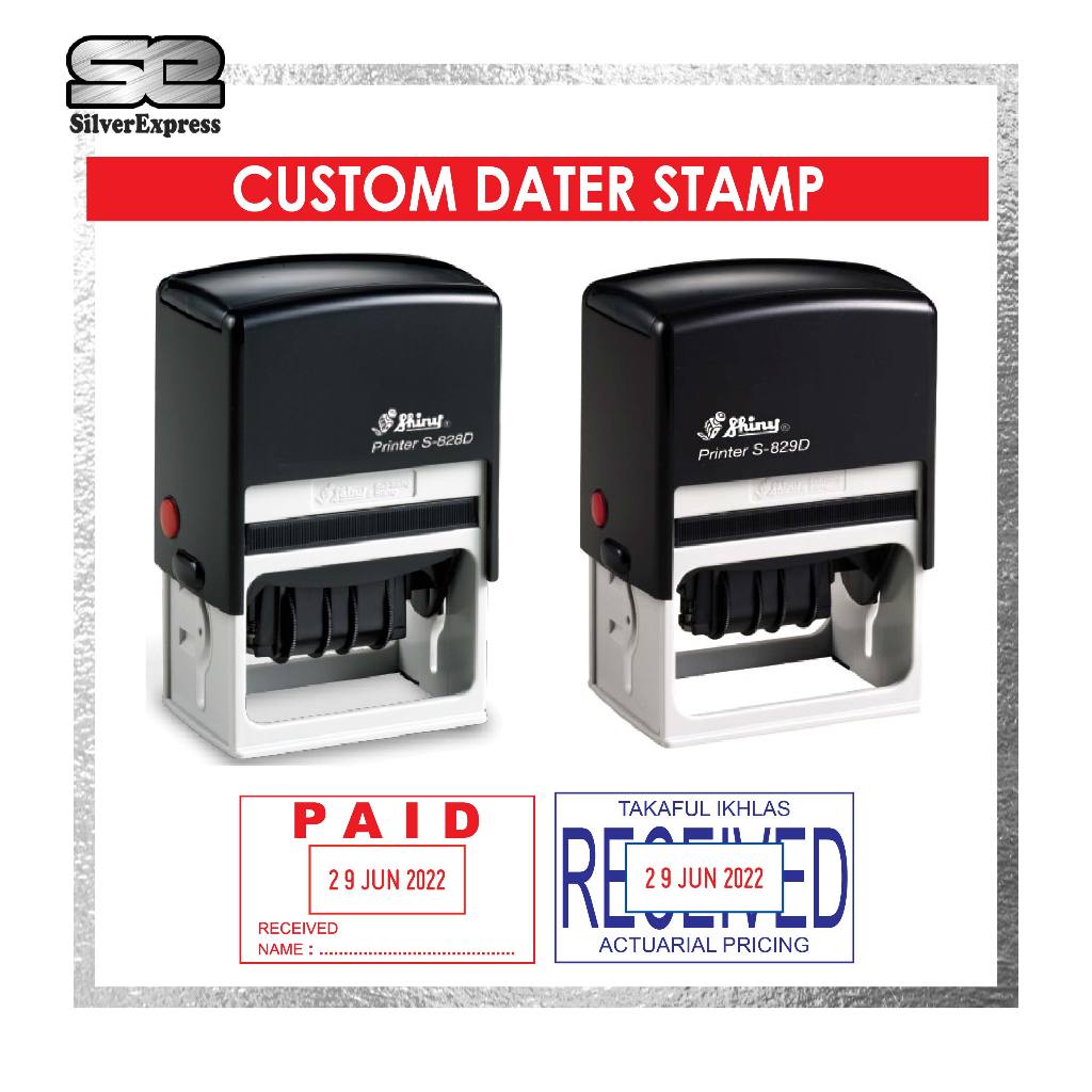 SHINY CUSTOM DATER STAMP / S-828D / S-829D / S-830D | Shopee Malaysia