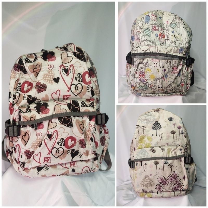 (PRELOVED) Bagpack Cute School Bag Tuition Bag Pattern zipper Backpack ...