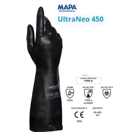 Heavy Duty Chemical Resistant Gloves Mapa Glove Ultra neo 450 Neopreane ...