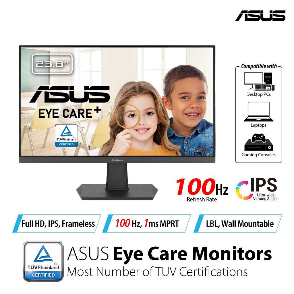 ASUS VA24EHF VA27EHF Eye Care Gaming Monitor IPS, Full HD, Frameless ...