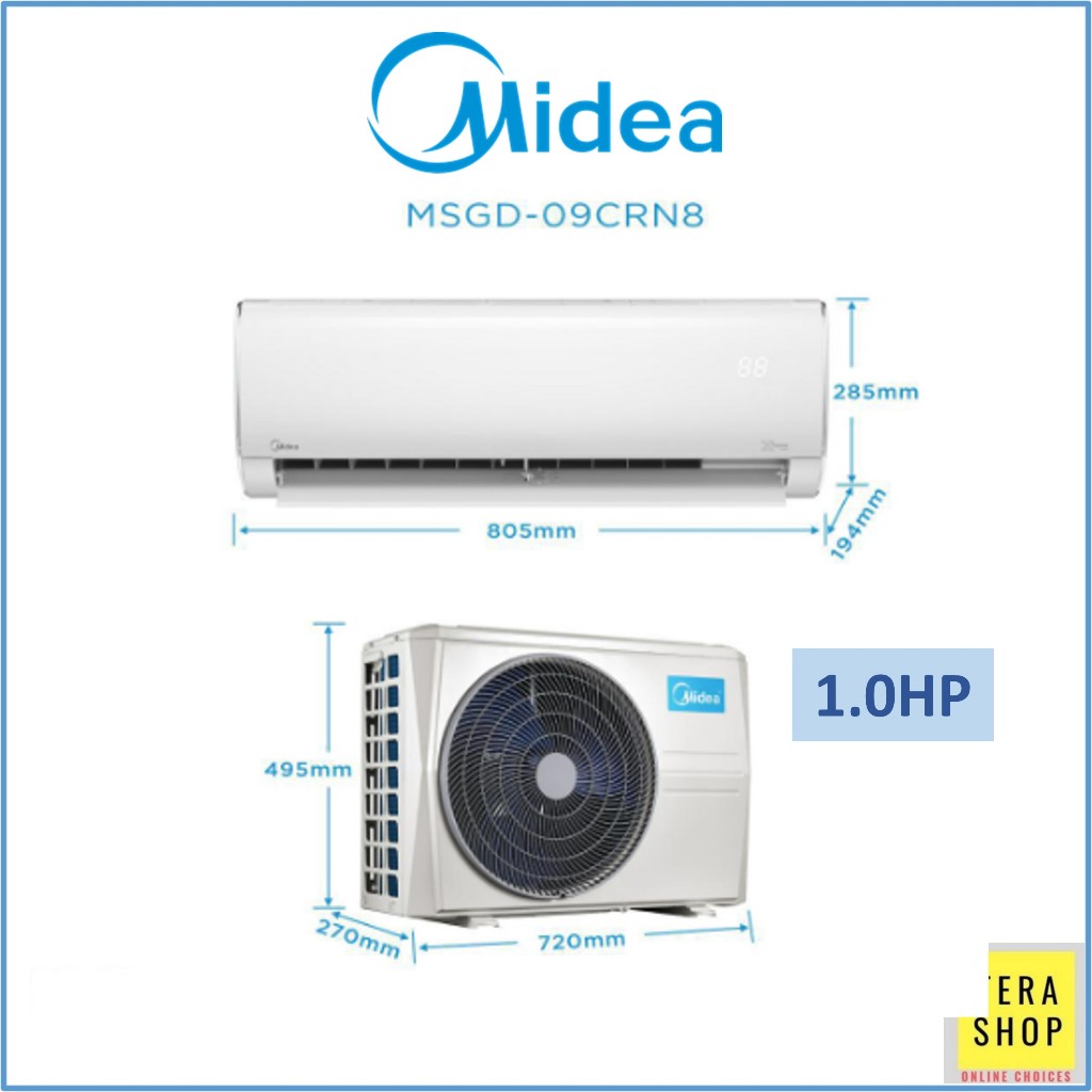 Midea MSGD-09CRN8 1HP / MSGD-12CRN8 1.5HP Xtreme Dura R32 Non Inverter Air Conditioner Aircond ...
