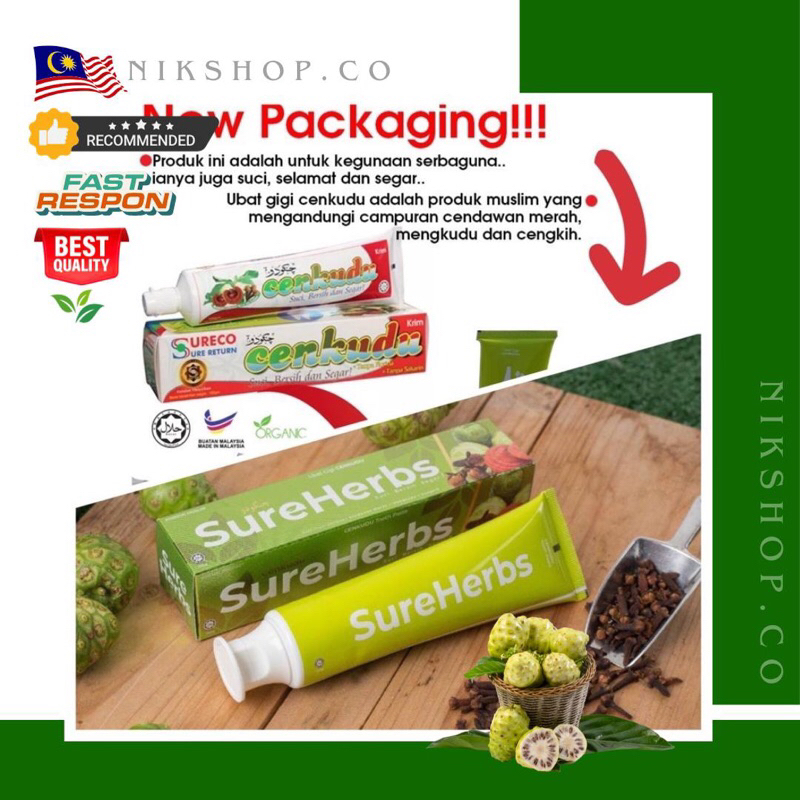 UBAT GIGI HERBA CENKUDU SURE HERBS🔥HOT ITEM🔥 [💯% Original] | Shopee ...