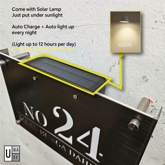 (Solar LED + Stainless Steel) Solar House Number Plate Customized ...