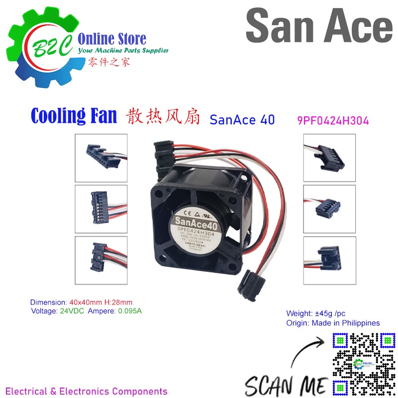 9PF0424H304 40x40mm T28mm Sanyo Denki San Ace Cooling Fan Fanuc Servo ...