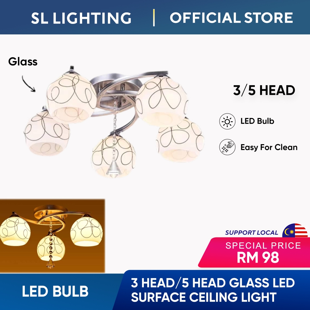 Modern Lampu Siling Kaca Hiasan E27 Ceiling lamp Ceiling Lights Lampu ...