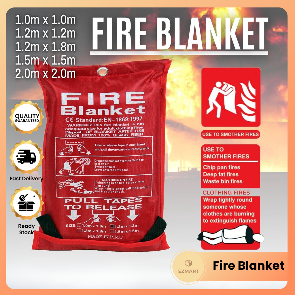 Home Fire Blanket Fiberglass Safety Fire Fighting Prevention 1.0m x 1 ...