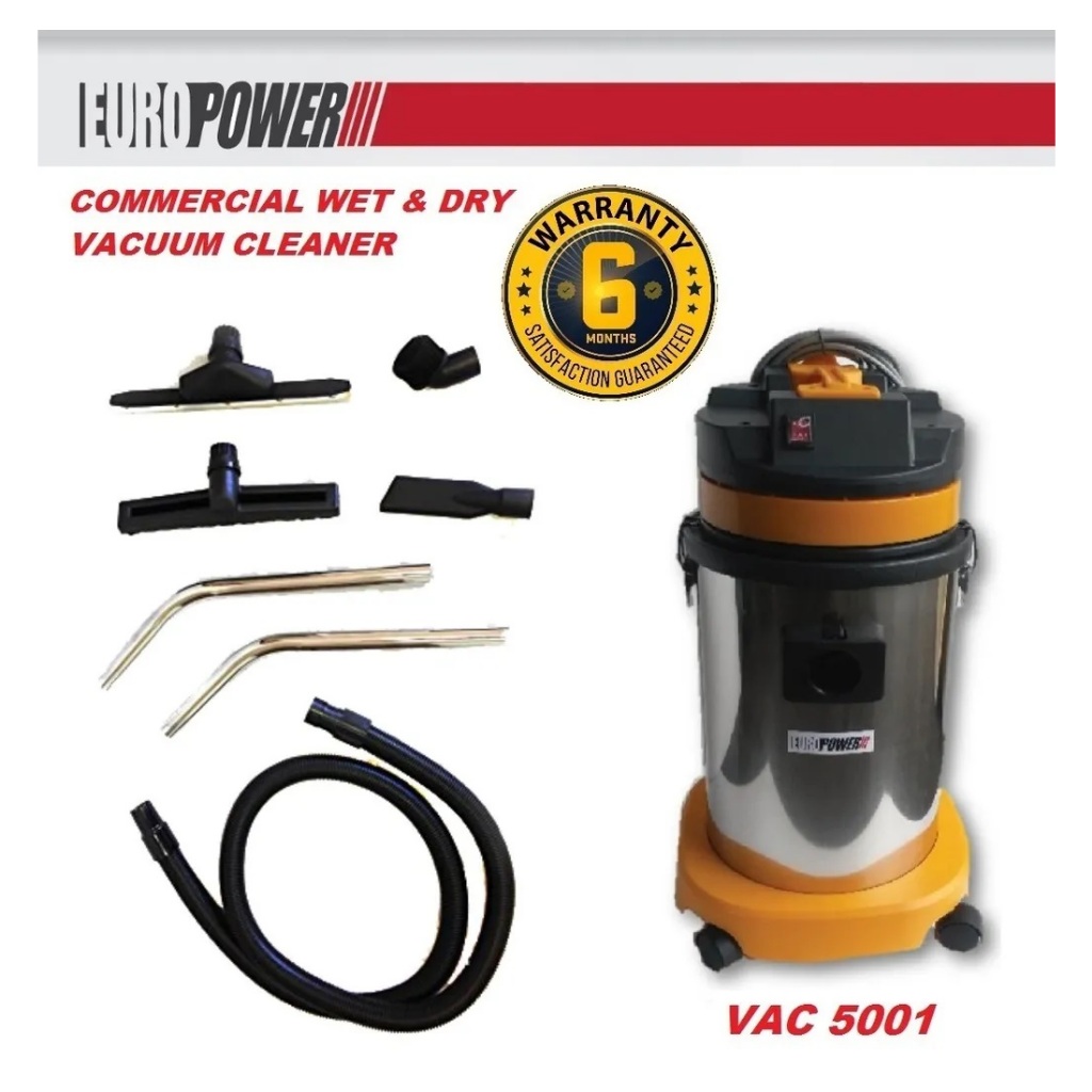 EuroPower VAC5001 (1800W) 30-L Commercial Wet & Dry Vacuum Cleaner ...