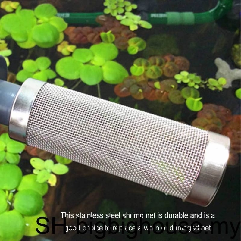 Aquarium Inflow Mesh Stainless Steel Cylinder Filter Fishtank Shrimp ...