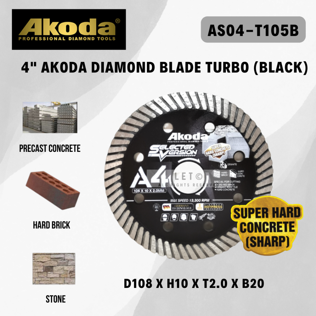 AKODA SELECTED VERSION DIAMOND CUTTING BLADE - 4" (NEW PACKAGING ...