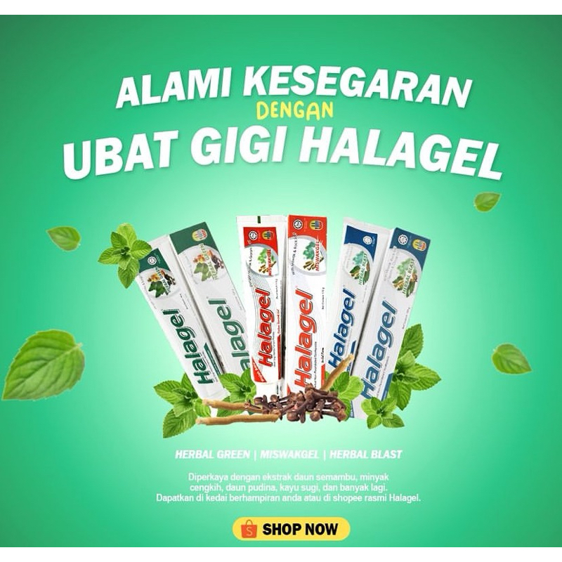 HALAGEL TOOTHPASTE HERBAL BLAST, HERBAL GREEN & MISWAKGEL (ASTAF MART ...