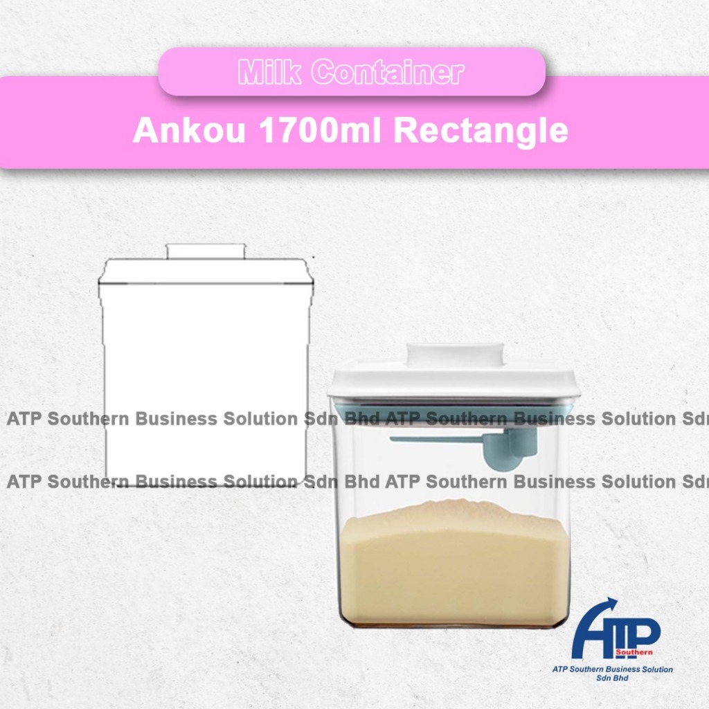 Ankou 1700ml Rectangle Shaped Airtight Container Multipurpose Milk ...