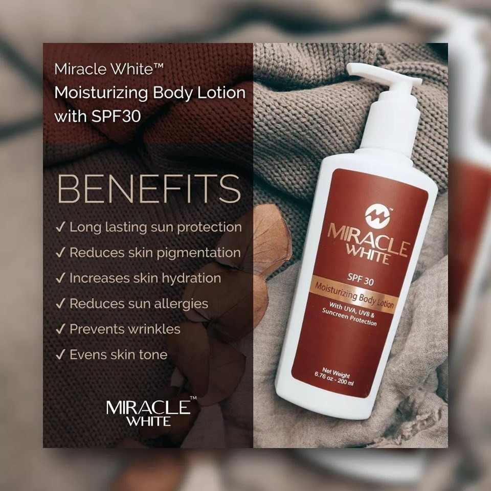 MIRACLE WHITE BEST BODY LOTION 200ML MOISTURIZING WITH ALOE VERA AND ...