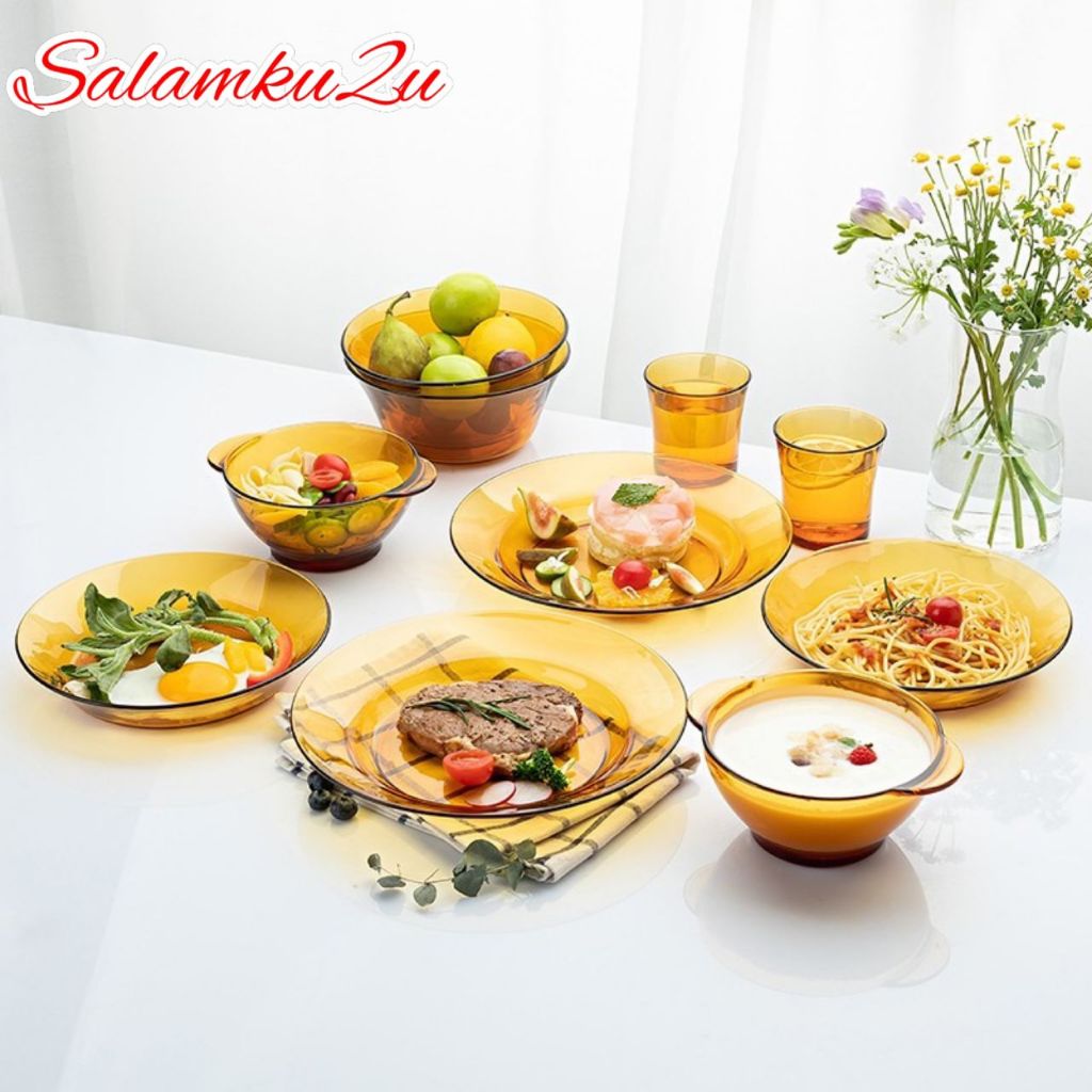 Amber Glass Dinner Plates and Bowl Plates Pinggan Kaca/Mangkuk | Shopee ...