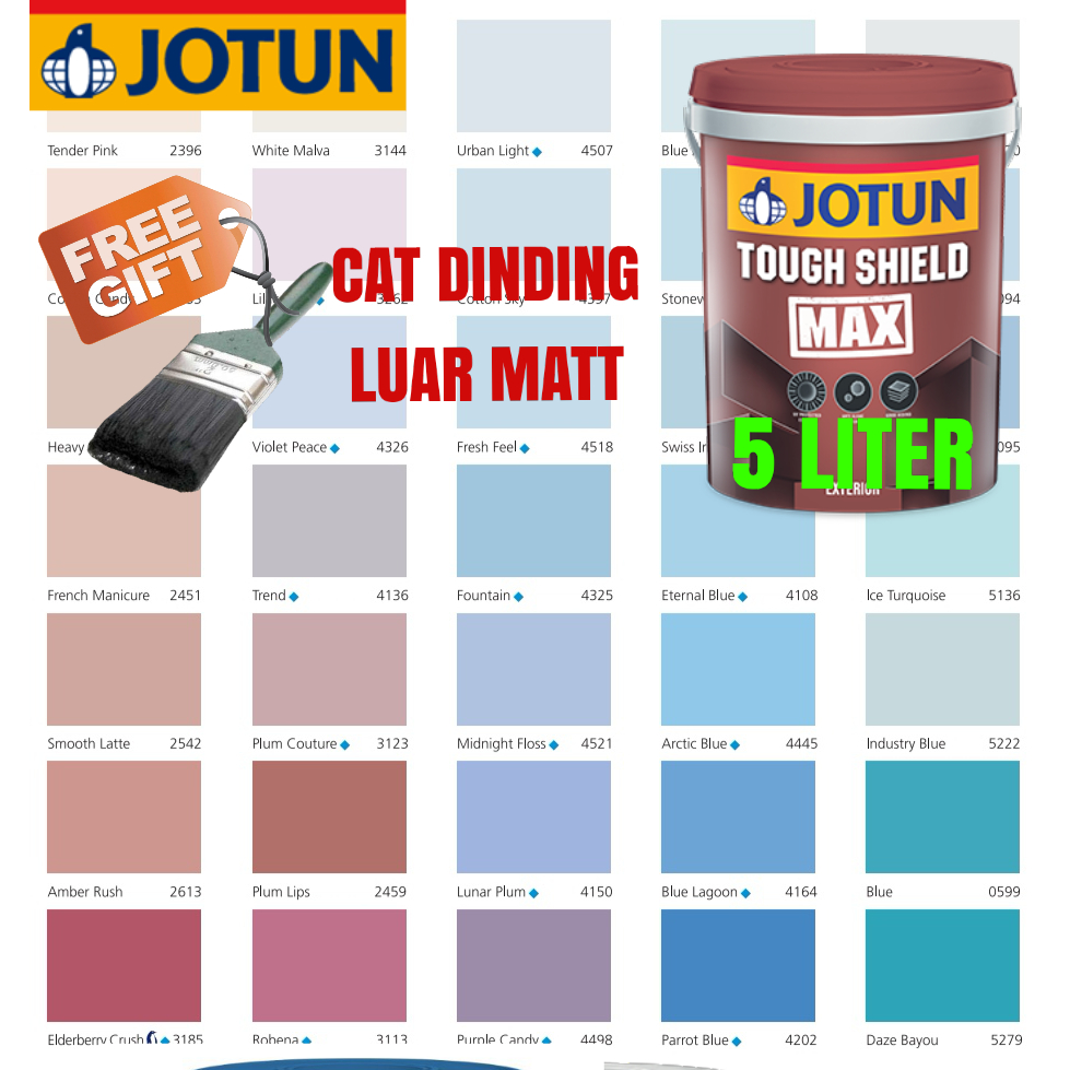 JOTUN 5 LITER TOUGH SHIELD MAX EXTERIOR WALL PAINT MATT / CAT DINDING ...