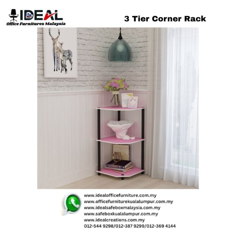 3 Tier Corner Rack Rak Aesthetic Rak Almari Buku Rak Majalah | Shopee ...