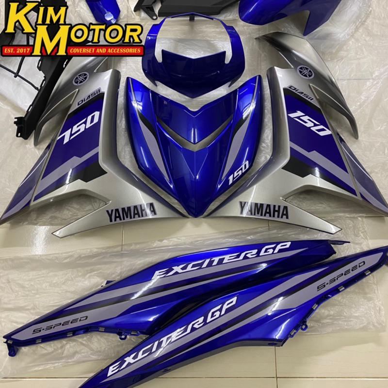 COVERSET Y15 V1 V2 ORIGINAL VELOZI EXCITER GP 2016 BIRU SILVER BLUE ...