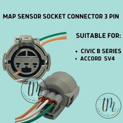 3 PIN HONDA CIVIC, CRV , ACCORD SV4 MAP SENSOR SOCKET CONNECTOR W/WIRE ...
