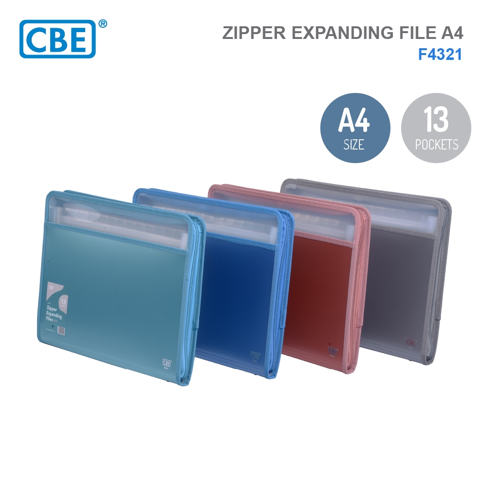 CBE F4321 Zipper Expanding File A4 | 13 Pockets | Random Colours ...