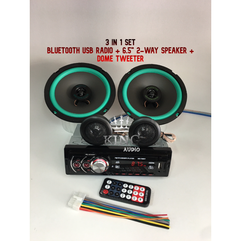 12V Radio Kereta BLUETOOTH/USB/MP3/SD/AUX & Remote Control + Sepasang ...