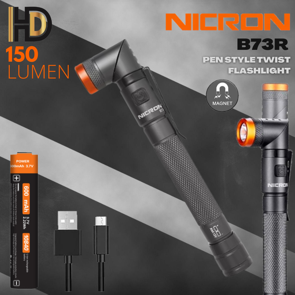 NICRON B73R Magnetic Rechargeable Twist Pen Type Flash Light / 150 ...
