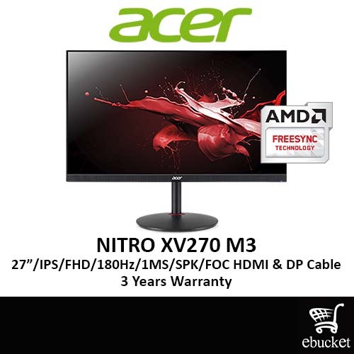 Acer Nitro XV270 M3 27" FHD IPS 180Hz Gaming Monitor ( Speaker, DP ...