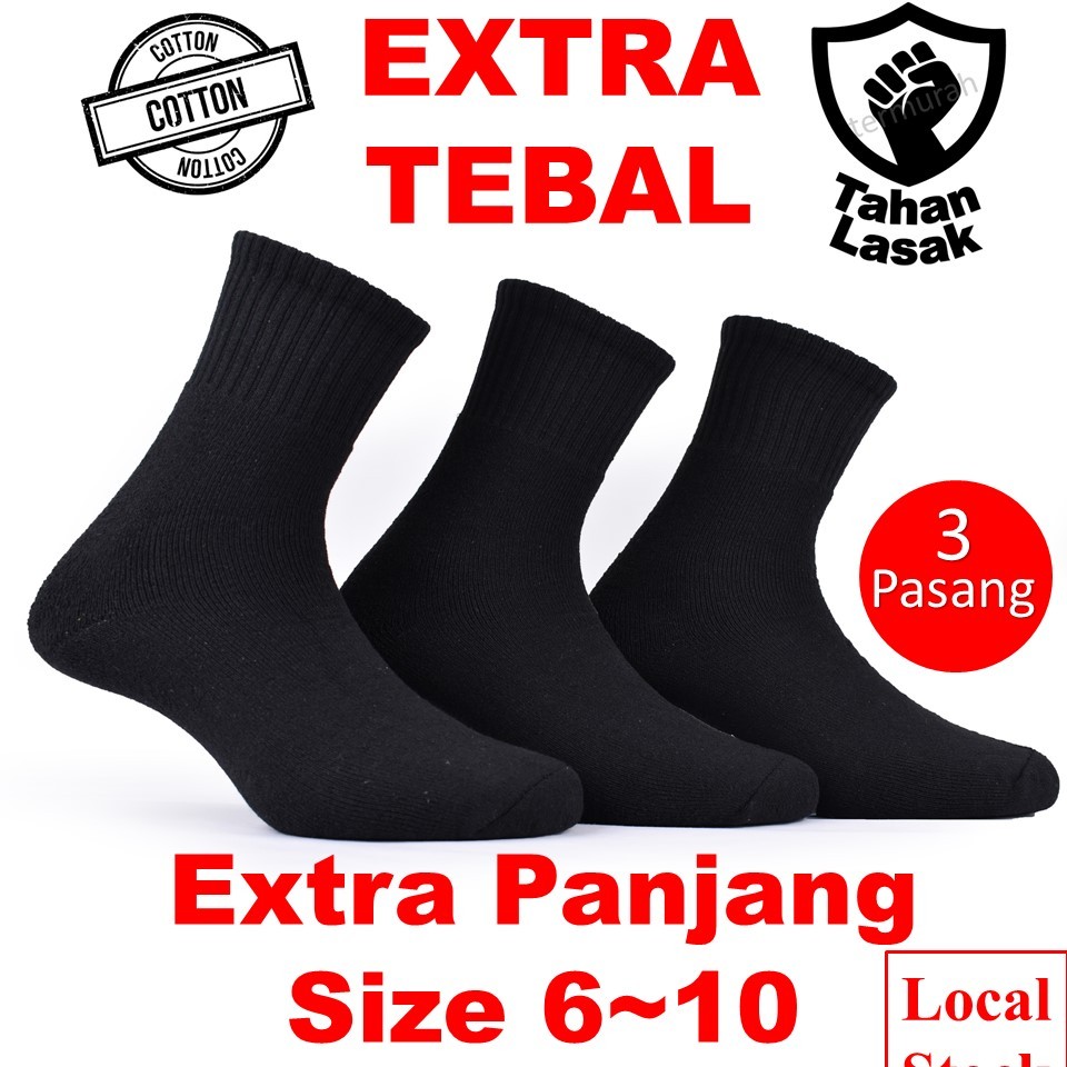 stoking stokin lelaki kerja tebal panjang hitam cotton tahan lasak ...