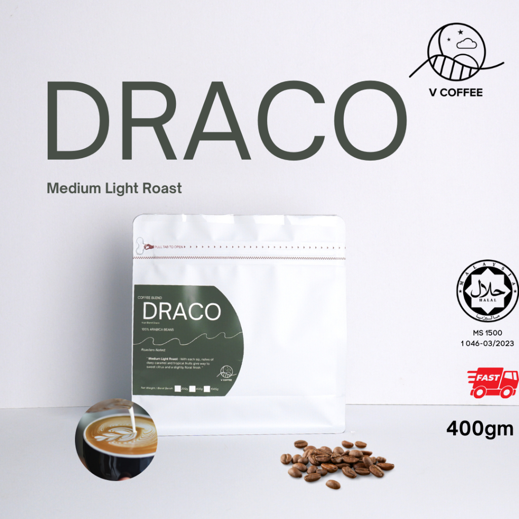 V Coffee - Draco (Medium Light Roast) 200g/400g Arabica Coffee Bean | Shopee Malaysia