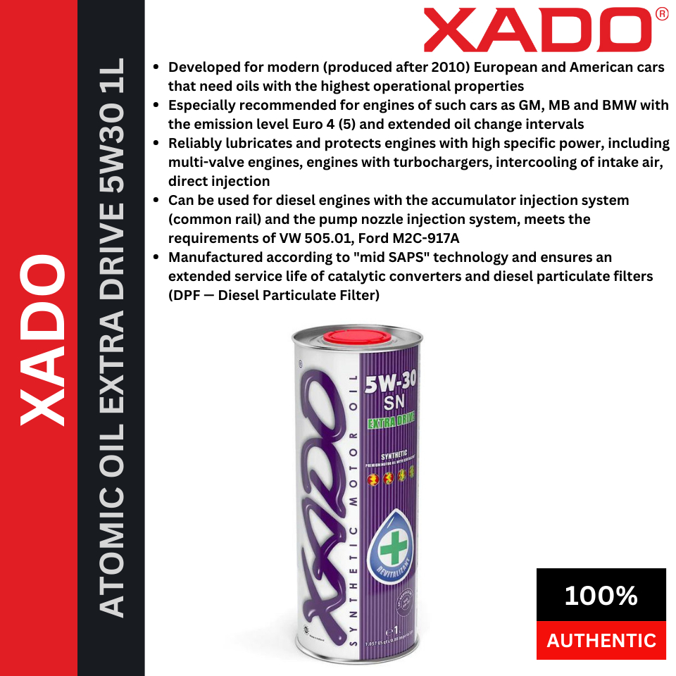 XADO ENGINE OIL 5W30 SN - MERCEDES BENZ APPROVAL 229.51 ENGINE OIL ...