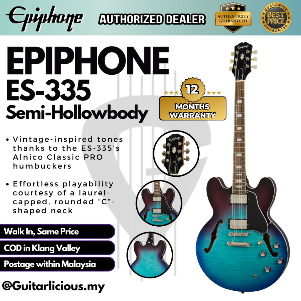 Epiphone ES-335 Pro Semi-Hollowbody with Humbucker (HH) Electric Guitar ...