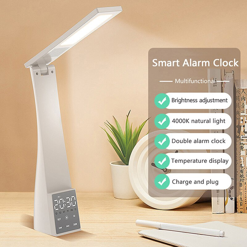 3 in 1 Rechargeable Smart Table Lamp Alarm Clock Wireless Bluetooth ...