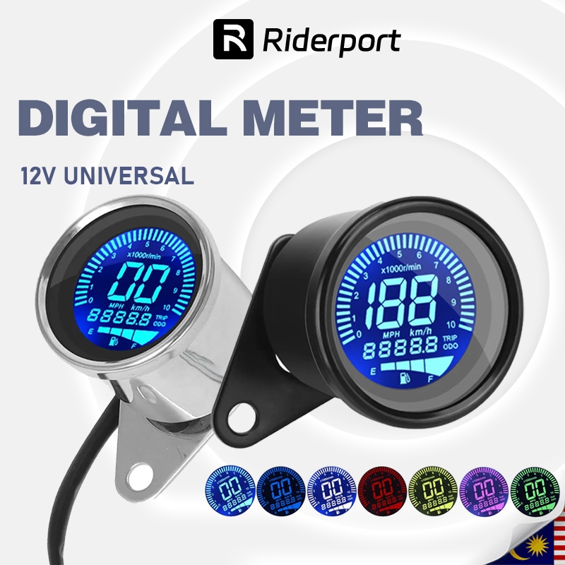 Motorcycle Digital Meter 12V LED LCD Odometer Tachometer Speedometer ...
