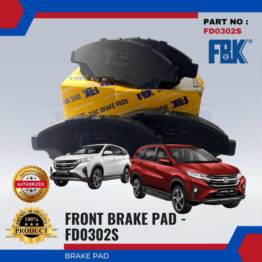 FRONT BRAKE PAD-PERODUA ARUS SUV 1.5-FBK-FD0302S | Shopee Malaysia