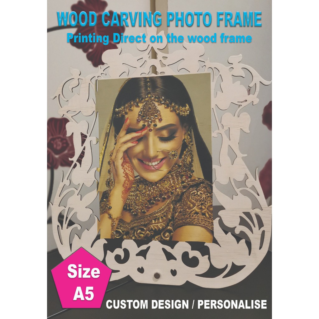 (Custome Made) Engraved wooden picture frame - A5 wooden photo frame ...