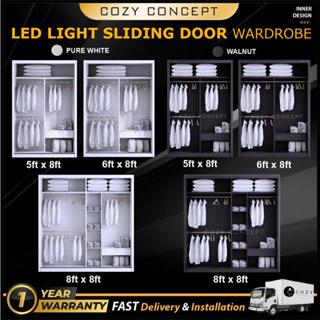 [FREE INSTALL] Almari Baju Full Glass Cermin with LED Light /Mirror ...