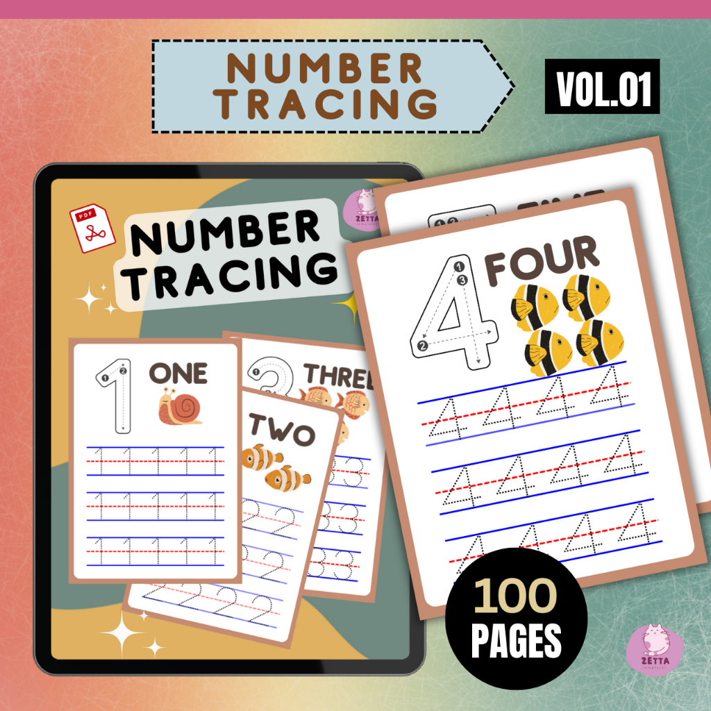 Number Tracing 1-100 Worksheet Printable Practice Writing Children ...