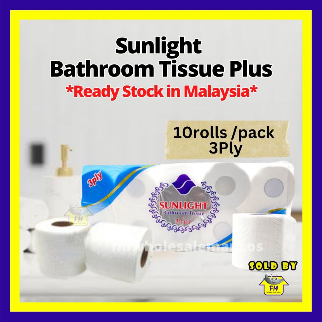 3ply Sunlight Bathroom Tissue Plus Toilet Tissue Roll Tisu Tandas ...